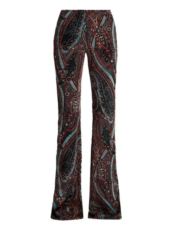 Etro Velvet Paisley Sheer Kick Flare Leggings - Multi