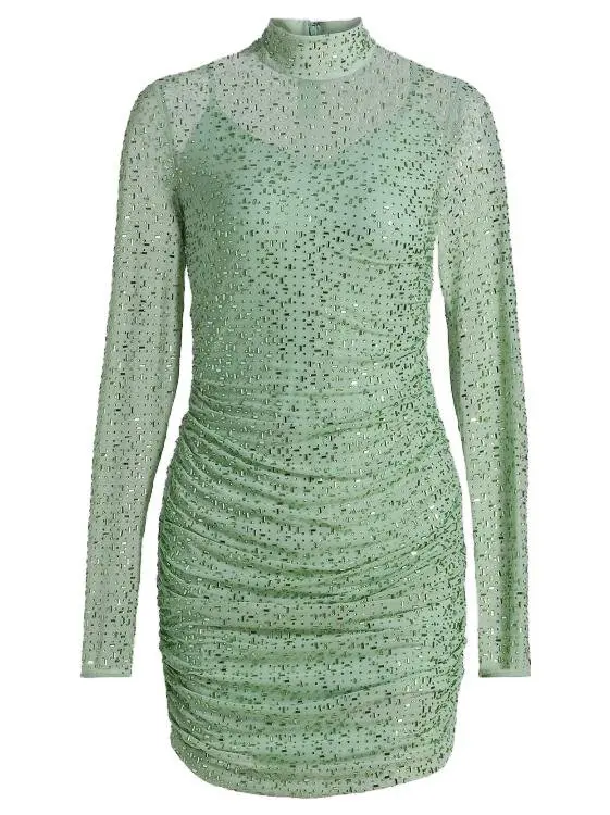 MARIANDREE GAITAN Claudia Ress Embellished Ruched Minidress - Mint