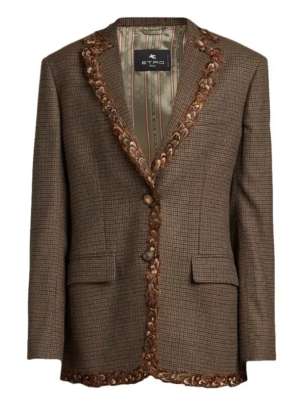 Etro Feather-trimmed Wool Blazer - Multi