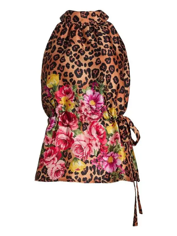 IF ONLY STUDIO Printed Halterneck Top - Brown Multi