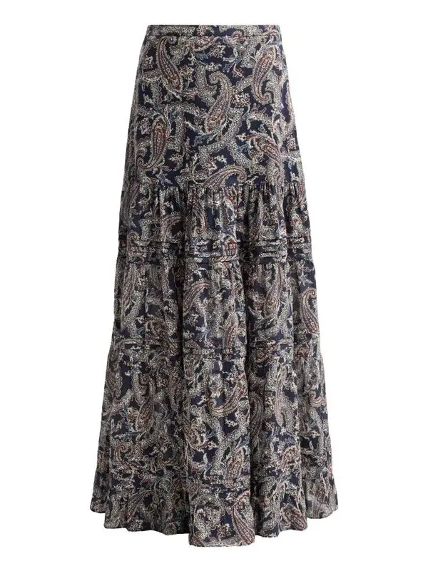 Veronica Beard Heatheralyn Paisley Maxi Skirt - Navy Multi