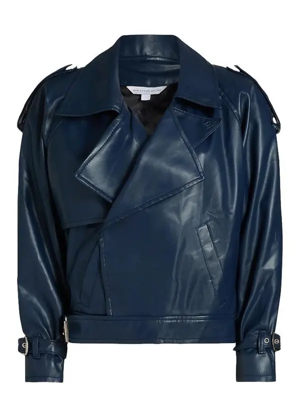 MARIANDREE GAITAN Identity Giorgia Faux Leather Biker Jacket - Blue