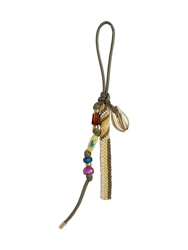 Polo Ralph Lauren Woven Leather & Bead Bag Charm - Basil