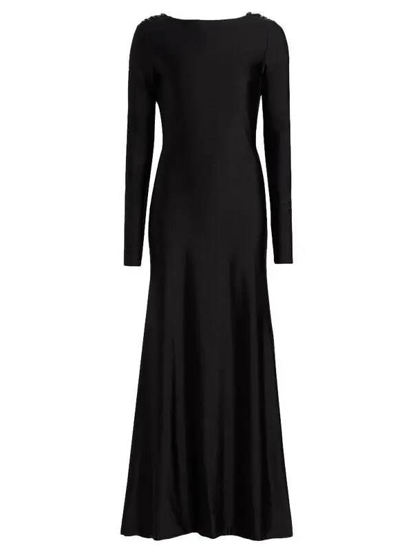 MARIANDREE GAITAN Naomi Draped Cowl-back Floor-length Gown - Black