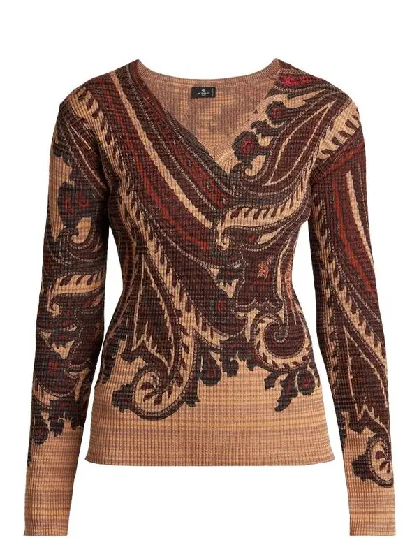 Etro Stamped Paisley V-neck Top - Multi