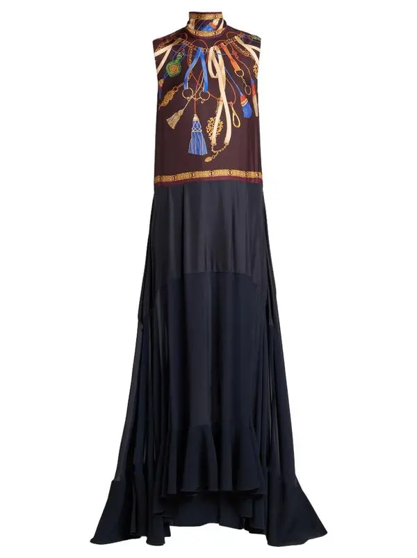 Etro Strap Print Silk Gown - Multi