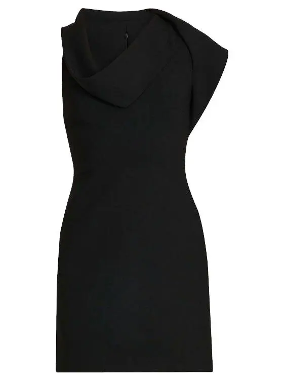 FERRAGAMO Draped Stretch Twill Minidress - Nero
