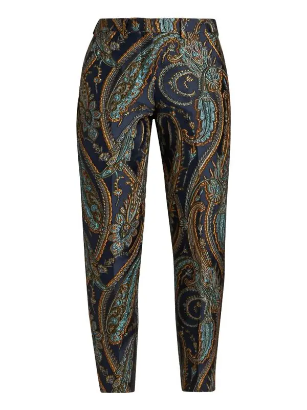 Etro Satin Paisley Tapered Trousers - Multi