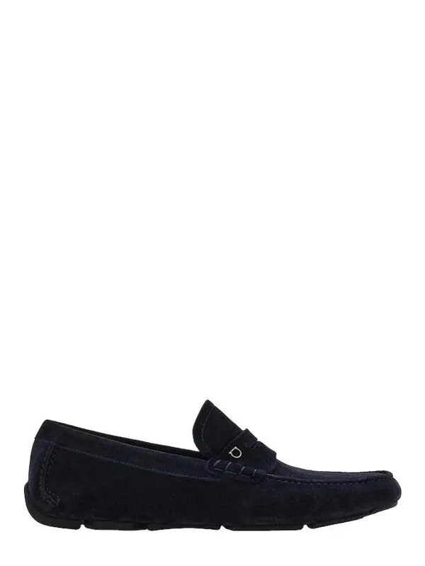FERRAGAMO Timothy Suede Driving Loafers - Navy