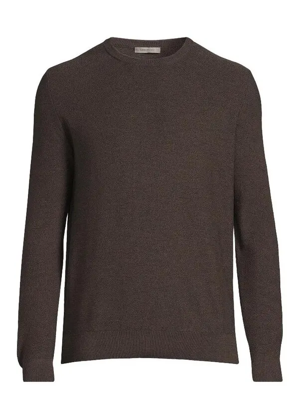 Corneliani Birdseye Wool Crewneck Sweater - Brown