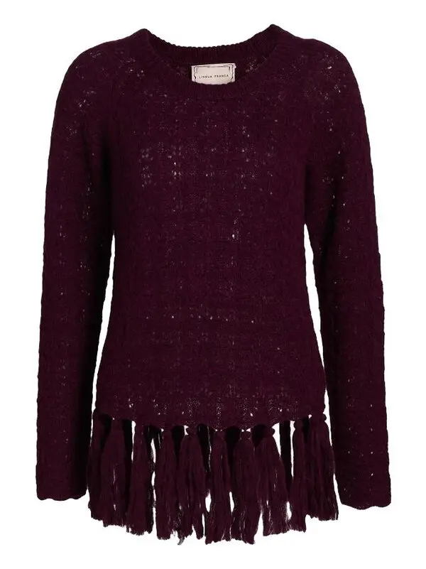 Lingua Franca Fia Alpaca-blend Fringe Sweater - Wine