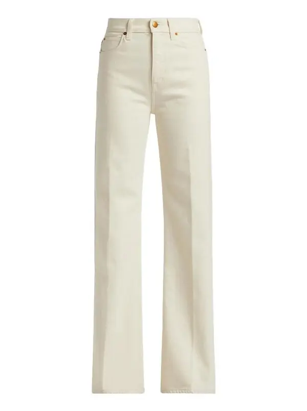 JAMIE HALLER Crease Bootcut High-rise Jeans - Ecru