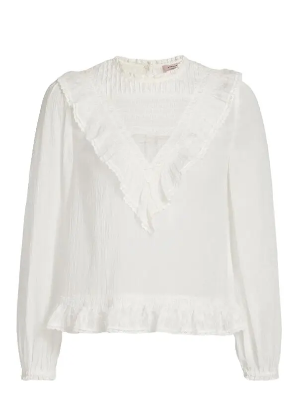 Lingua Franca Patchwork Lace Cotton Shirt - Ivory