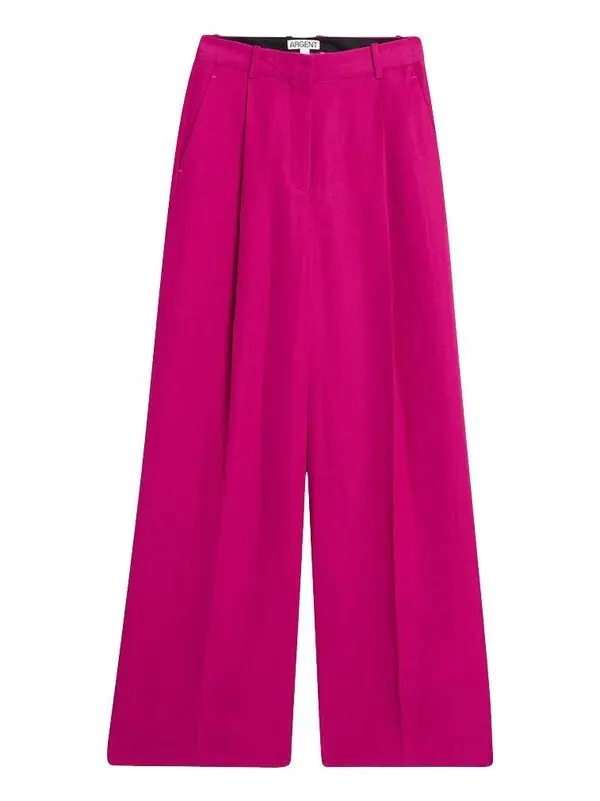ARGENT Pleated Twill High-rise Trousers - Fuchsia