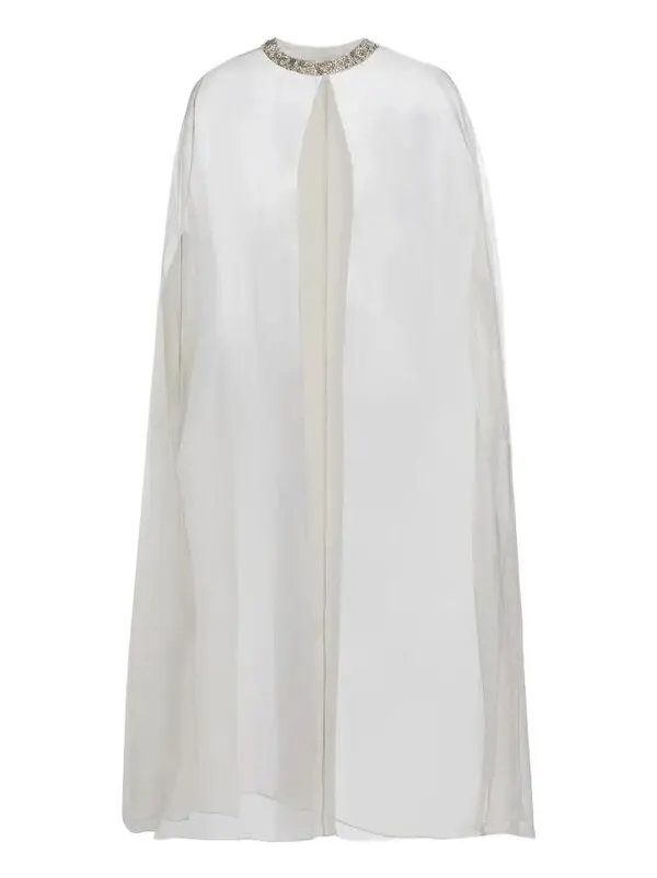 CAROLYN ROWAN ACCESSORIES Embellished-trim Silk Cape - Silver