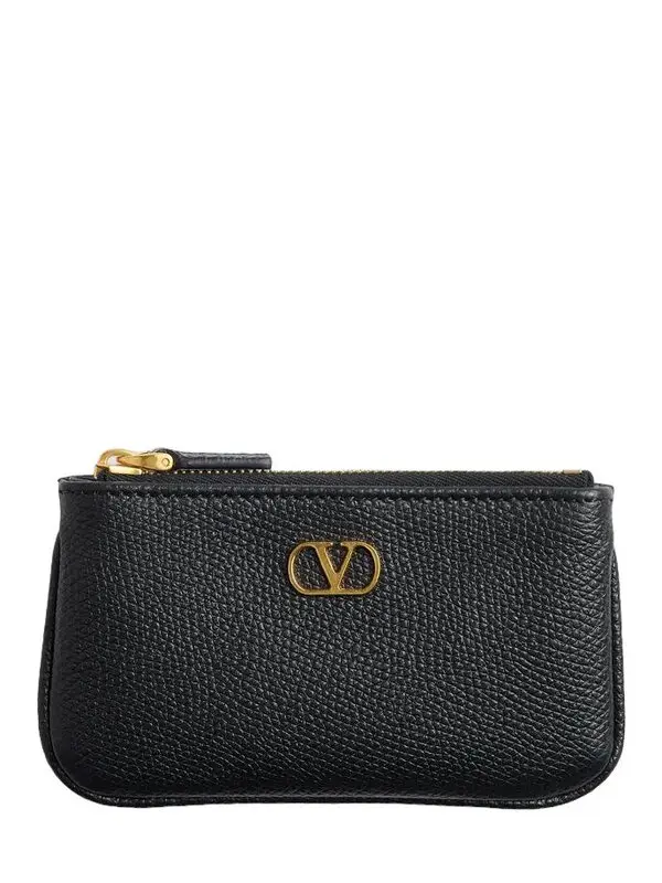 Valentino Garavani Grainy Calfskin Key Ring - Black
