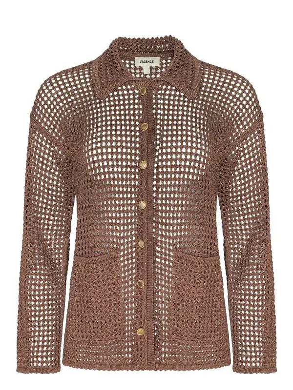 L'Agence Mariana Pointelle Button-front Shirt - Hazelnut
