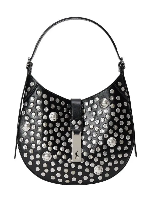 Polo Ralph Lauren Polo Id Stud Small Leather Shoulder Bag - Black