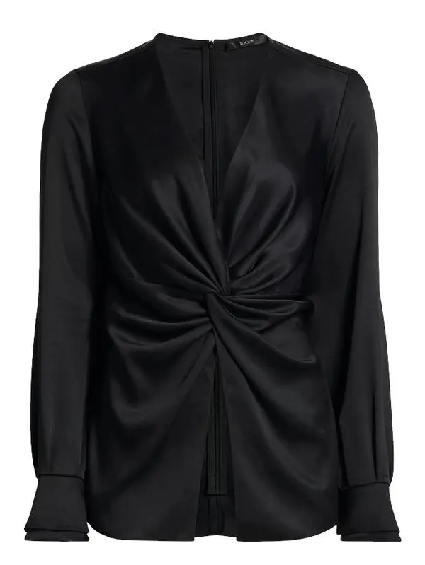 TOCCIN Lauren Twist V-neck Blouse - Jet