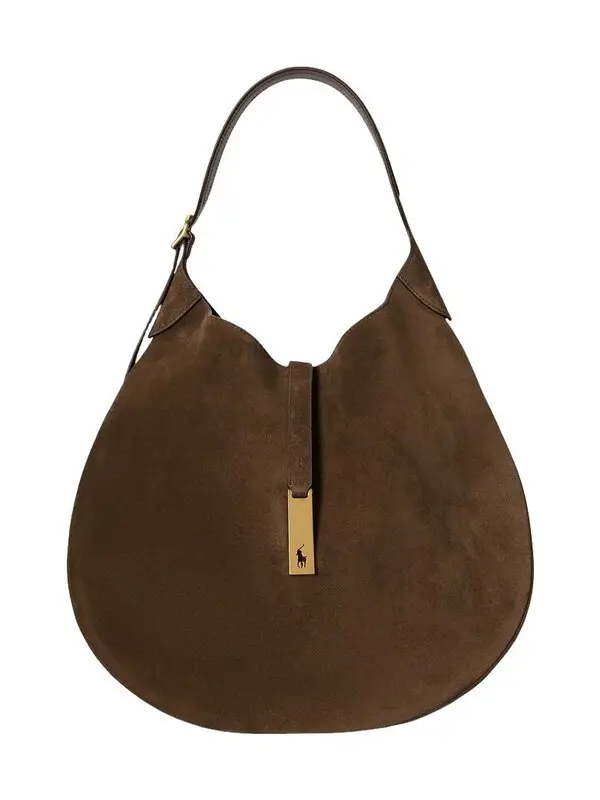 Polo Ralph Lauren Polo Id Medium Suede Shoulder Bag - Gingerbread