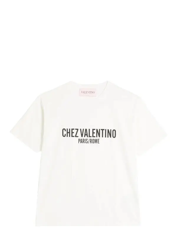 Valentino Garavani Cotton T-shirt With Chez Print - Ivory