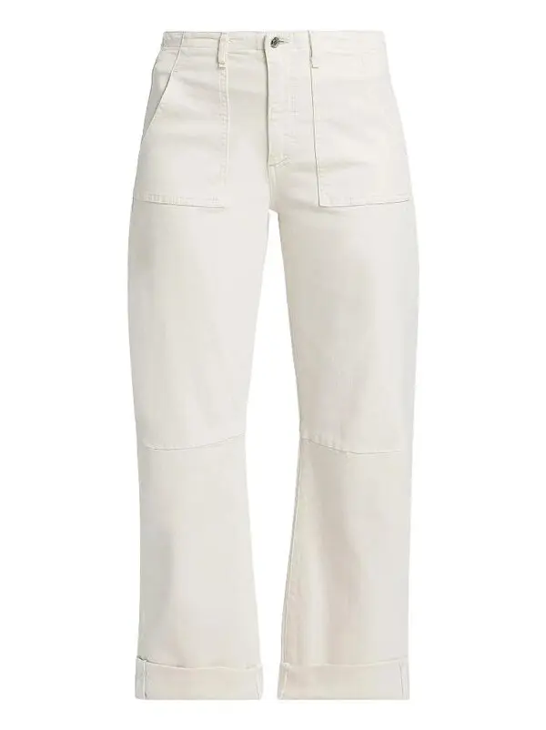 LE JEAN Utility Folded-cuff Barrel-leg Jeans - Bone