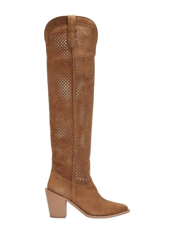 Partlow Aleene Perforated Suede Cowboy Boots - Cest