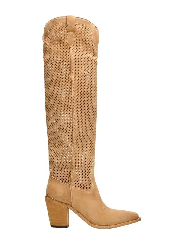 Partlow Aleene Perforated Suede Cowboy Boots - Cest