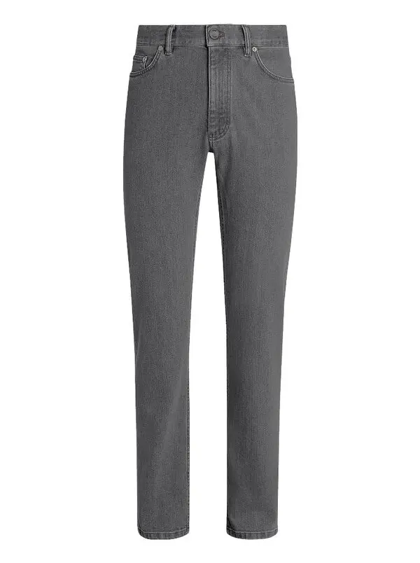 Zegna Washed Stretch Cotton Roccia Jeans - Grey