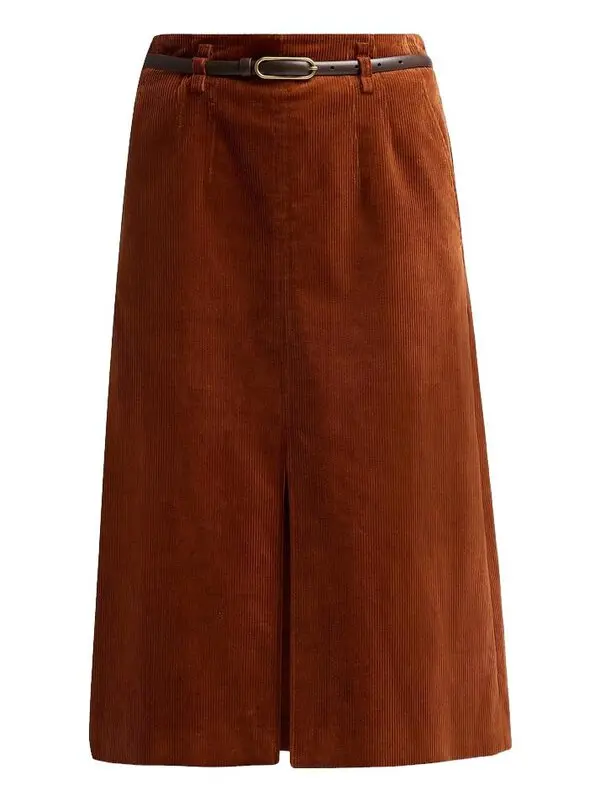Veronica Beard Alexie Corduroy Midi Skirt - Rust
