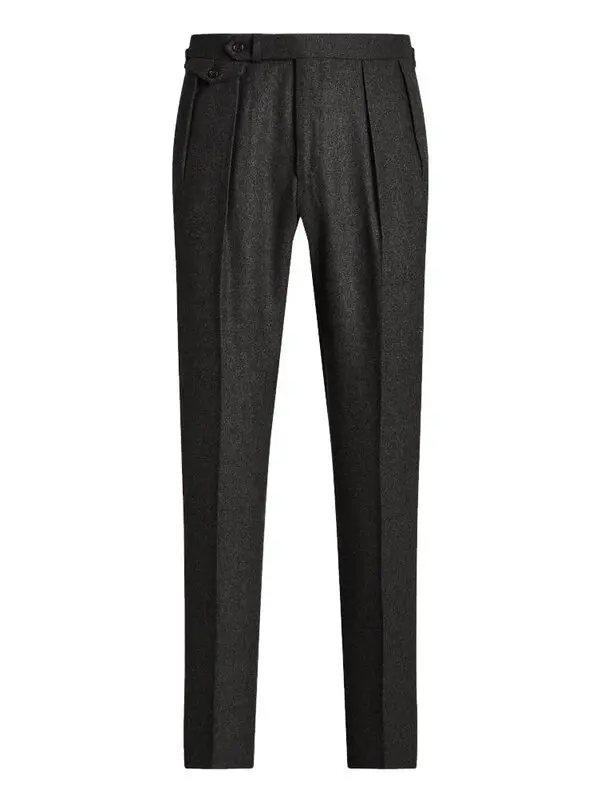 Polo Ralph Lauren Pleated Wool Flannel Trousers - Medium Grey