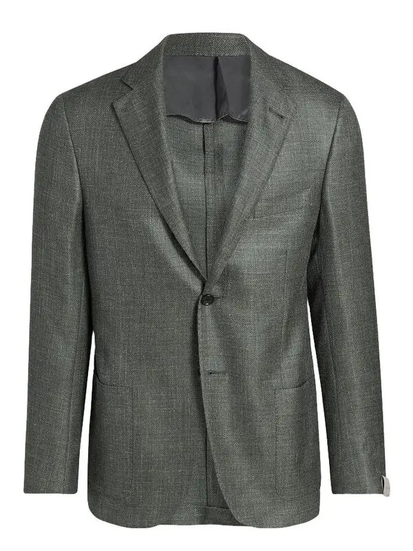 Corneliani Textured Wool-linen Sport Coat - Sage Texture