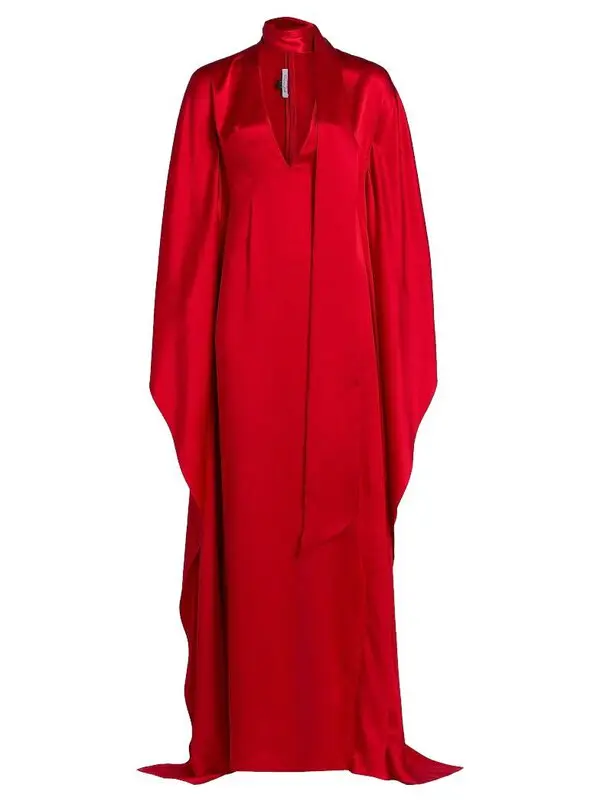 LAQUAN SMITH Satin Caftan-sleeve Gown - Red