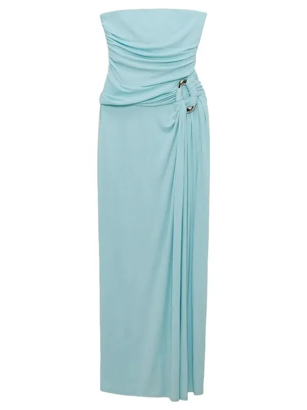 Simkhai Emma Ruched Bustier Gown - Pool
