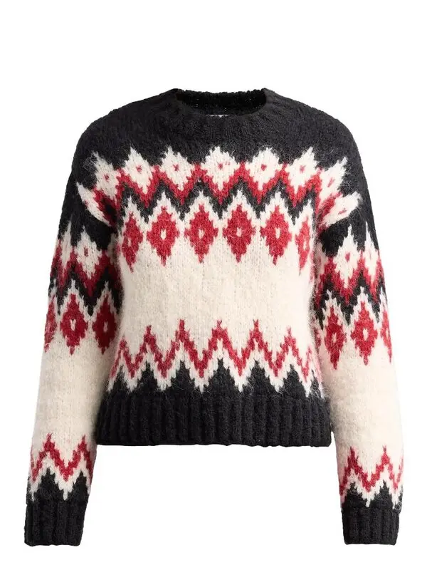Veronica Beard Jessalyn Fair Isle-inspired Crewneck Sweater - Dove Multi