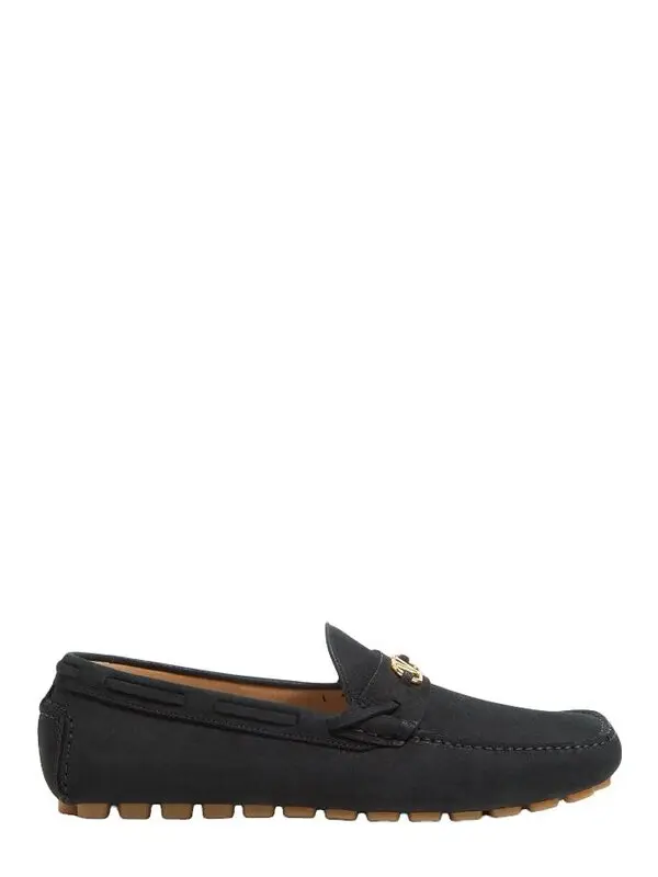 Valentino Garavani Driver Fastaway Loafers In Deerskin Suede - Black