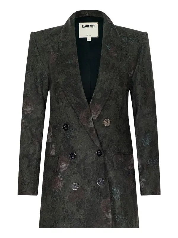 L'Agence Jayda Relaxed Double-breasted Blazer - Deep Forest Multi