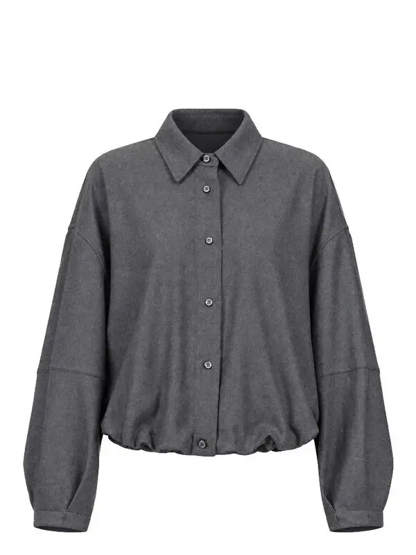 CALLAS MILANO Niki Lantern Sleeve Shirt Jacket - Grey Melange