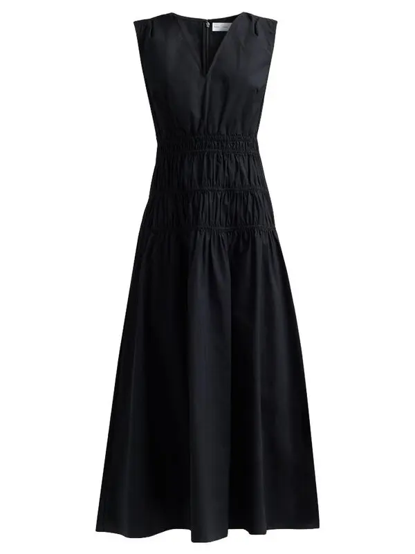 Proenza Schouler White Label Loren Smocked Poplin Midi-dress - Black