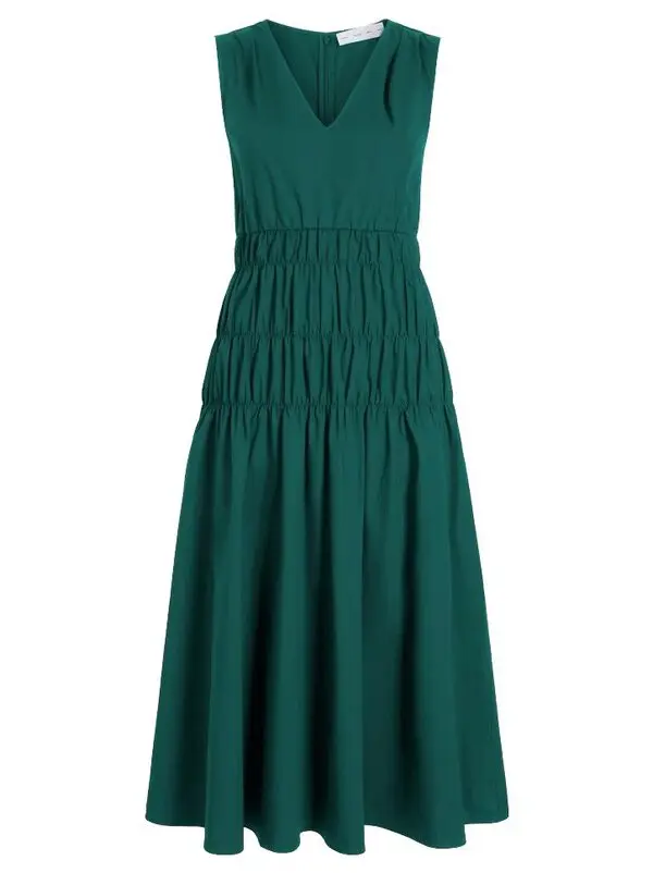 Proenza Schouler White Label Loren Smocked Poplin Midi-dress - Spruce