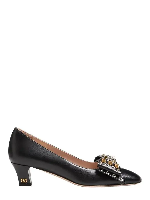 Valentino Garavani Bowow 45mm Pumps In Kidskin With Studs - Black