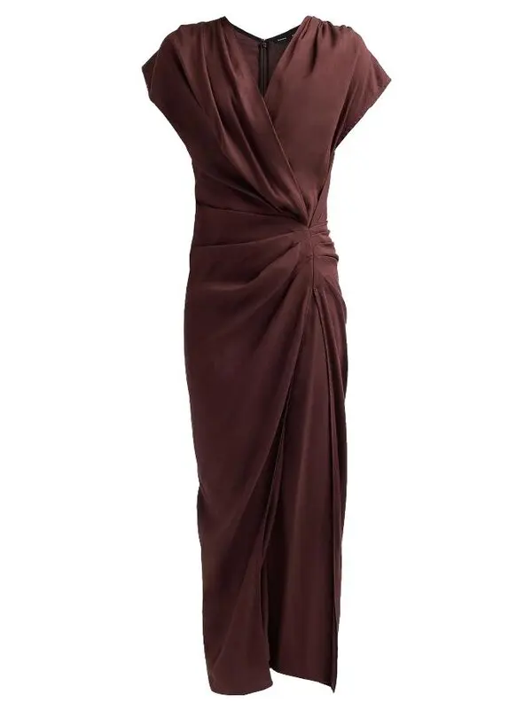 Proenza Schouler Bettina Linen-blend Draped Midi-dress - Espresso