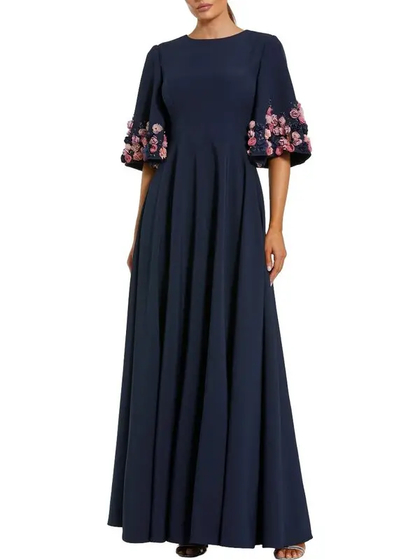 Mac Duggal Evening Embellished Stretch-crepe Gown - Midnight