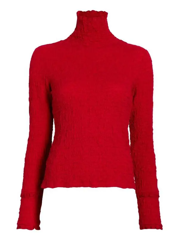 Proenza Schouler White Label Harriet Stretch Jacquard Turtleneck Top - Red