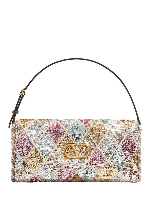 Valentino Garavani Vain Soft Small Top Handle Bag With Rhombelle Embroidery - Multicolored