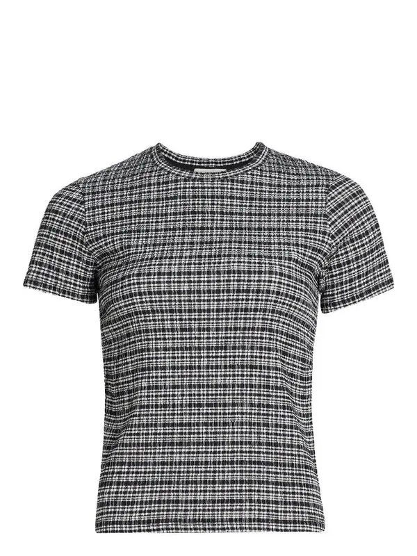 Vince Textured Gingham Cotton-blend Top - Eclipse Combo