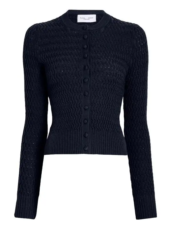 Proenza Schouler White Label Marci Cable-knit Crewneck Cardigan - Navy