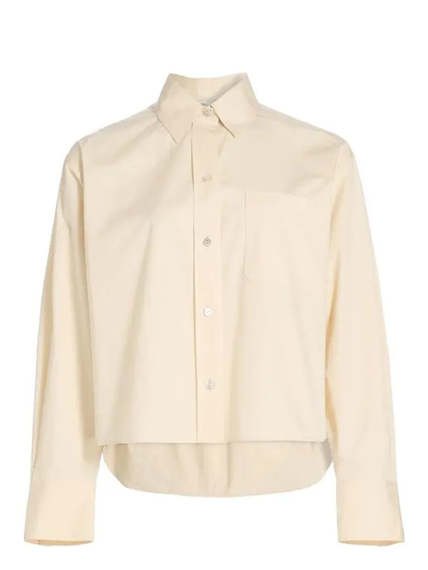 Vince Boxy Cotton Crop Shirt - Ecru