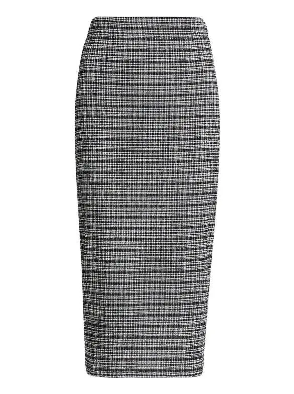 Vince Checked Pencil Midi-skirt - Eclipse Combo