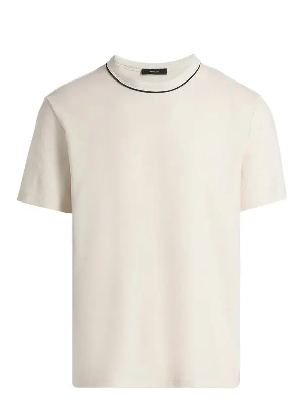 Vince Tipped Crewneck Pima Cotton T-shirt - Blanco